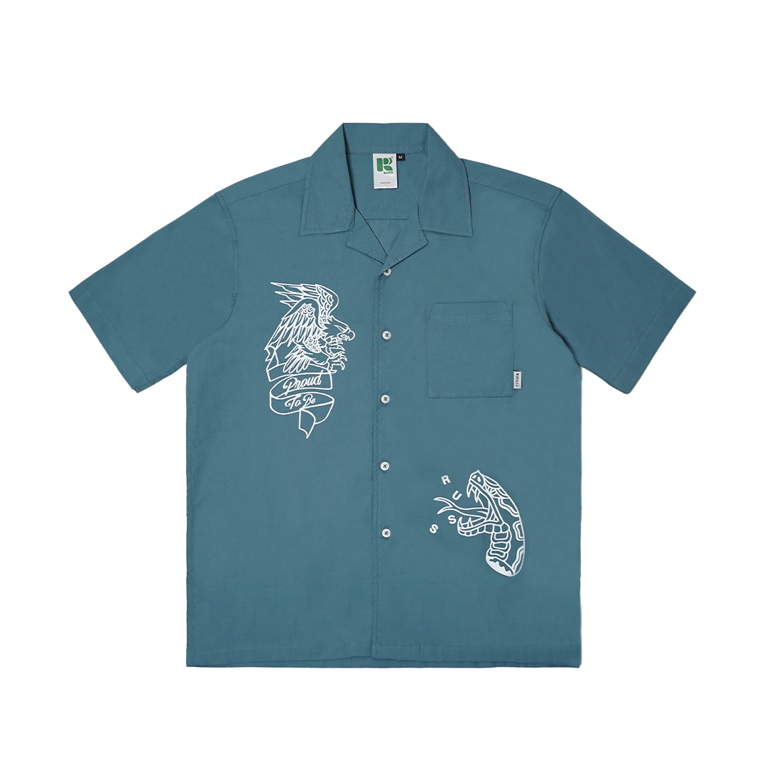 Russ Shirt Kemeja Tangan Pendek Versise Blue | Russ & Co