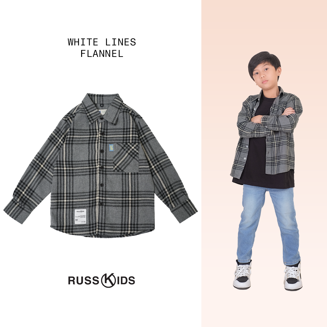 Russ Kids Shirt Kemeja Flannel Anak Tangan Panjang Whitelines Blue ...
