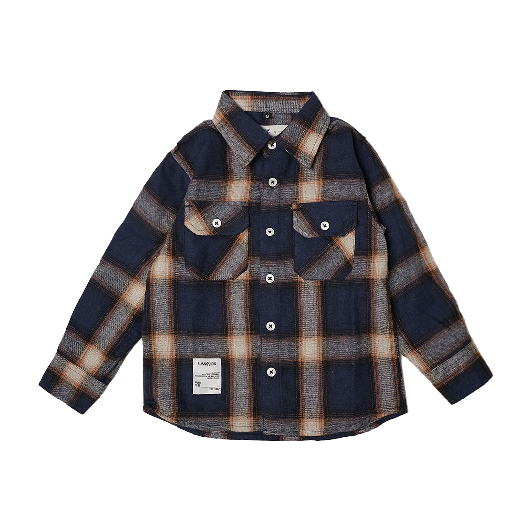 Russ Kids Shirt Kemeja Flannel Anak Tangan Panjang Deppest Navy Blue ...