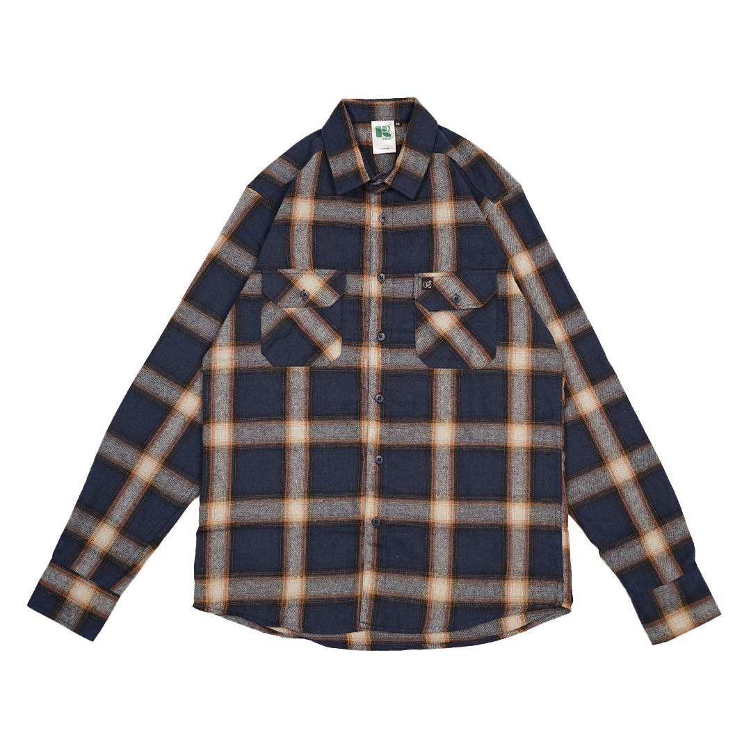 Russ Shirt Kemeja Flanel Tangan Panjang Deppest Navy Blue | Russ & Co