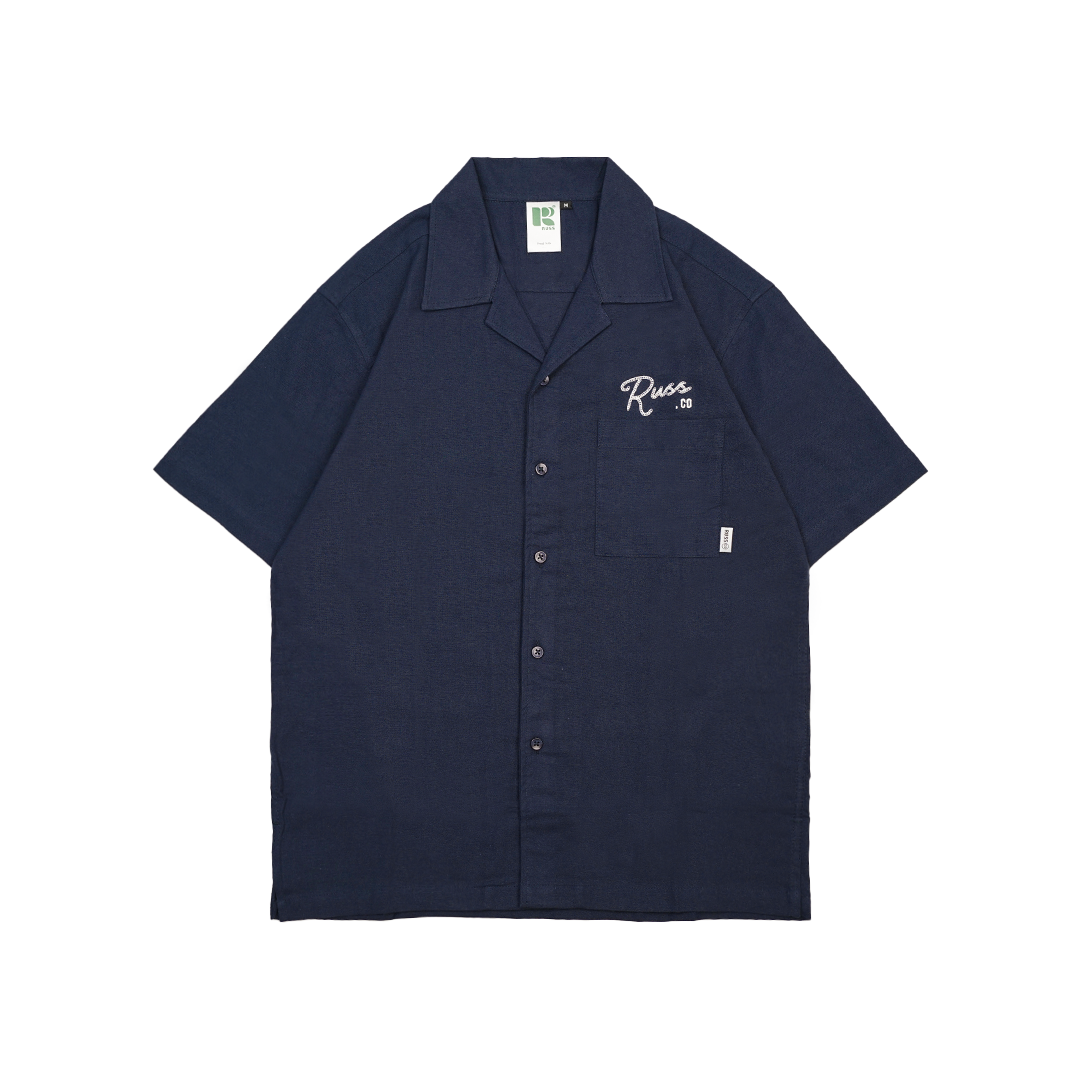 Russ Shirt Kemeja Tangan Pendek Settle Navy Blue | Russ & Co