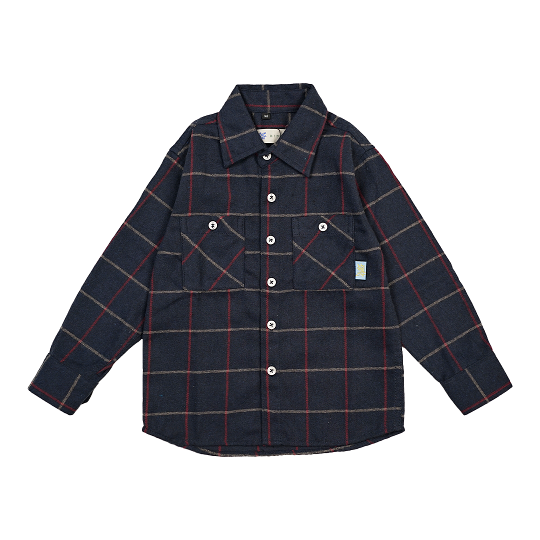 Russ Kids Shirt Kemeja Flannel Anak Tangan Panjang Linez Navy Blue ...