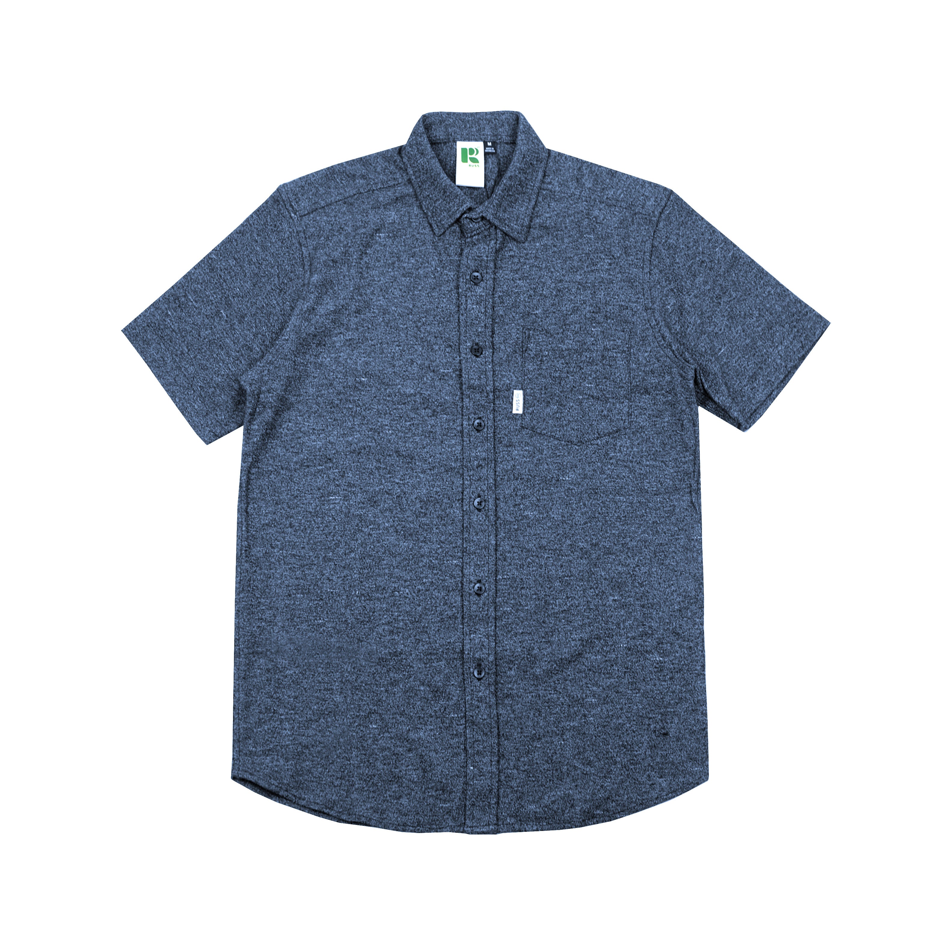 Kemeja Russ Lengan Pendek Clint Biru Navy | Russ & Co