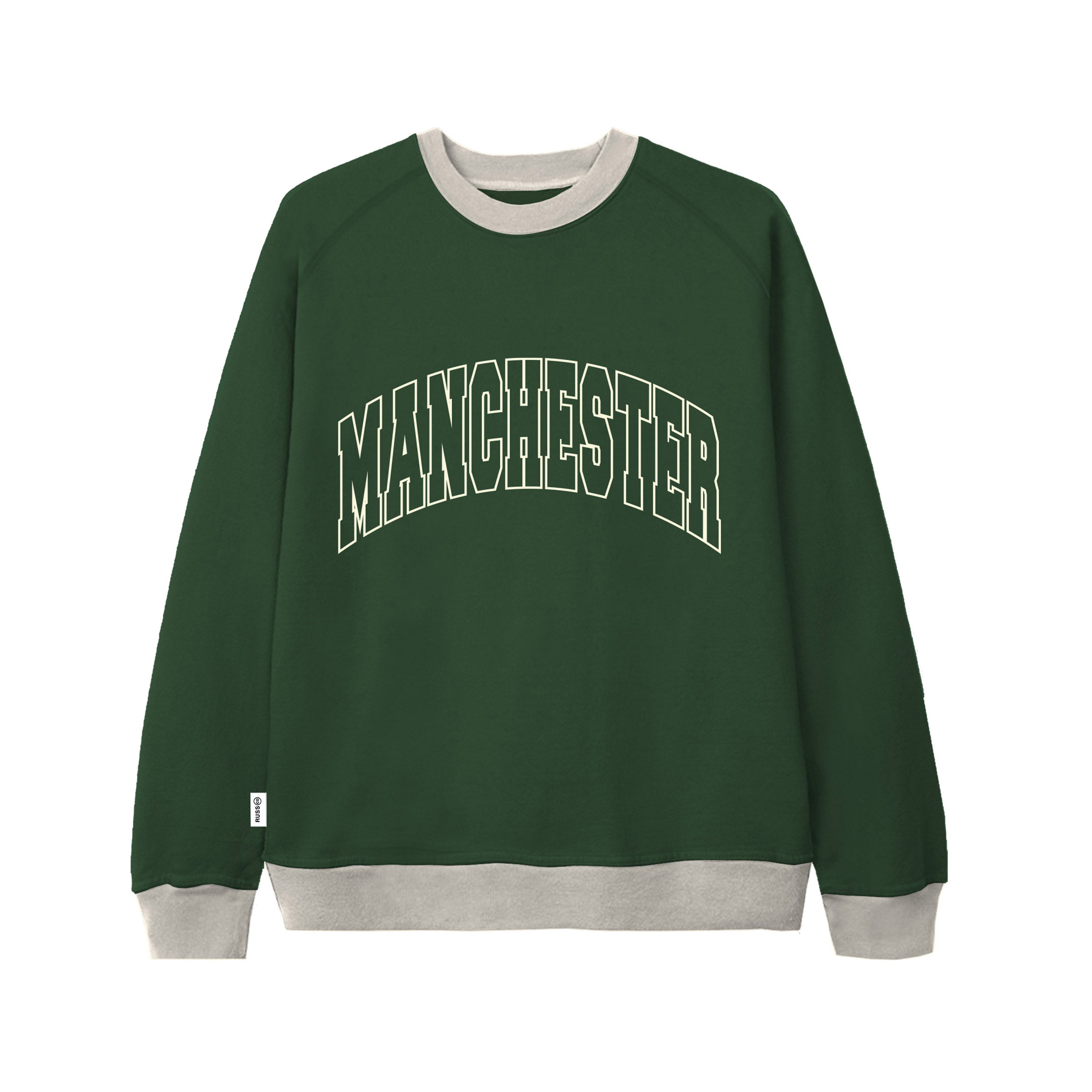 Sweater Crewneck Fleece Manchester Green | Russ & Co
